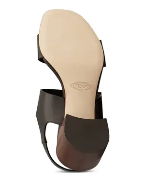 TOD'S Leather Slingback Sandals - Dark Brown