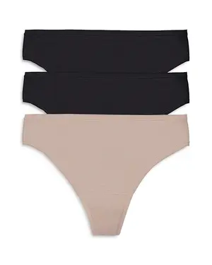 Natori Bliss Bare Thongs, Pack Of 3 - Black/black/cafe