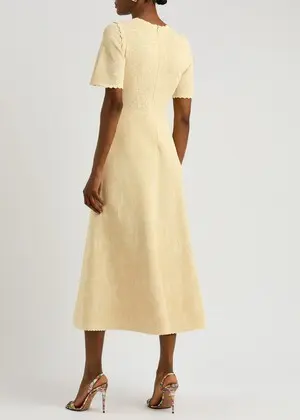 NEEDLE & THREAD Pointelle-knit Midi Dress