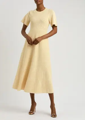 NEEDLE & THREAD Pointelle-knit Midi Dress