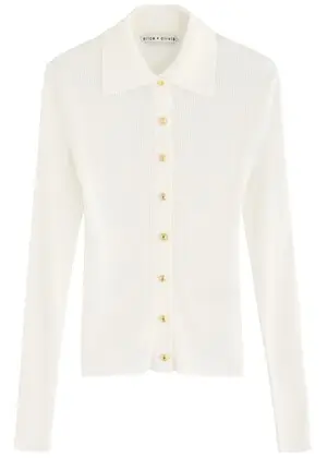 Alice + Olivia Nealie Ribbed-knit Shirt