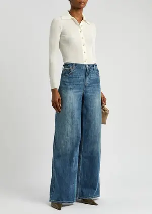 Alice + Olivia Nealie Ribbed-knit Shirt