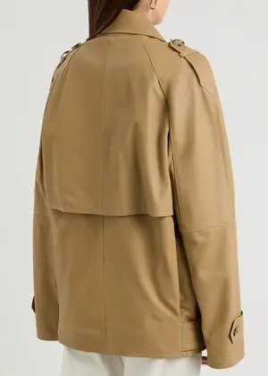 TOTEME Belted Double-breasted Leather Trench Coat