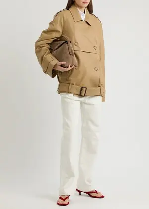TOTEME Belted Double-breasted Leather Trench Coat