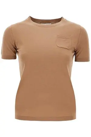 Max Mara Wool Crewneck T-shirt Made Of - Brown