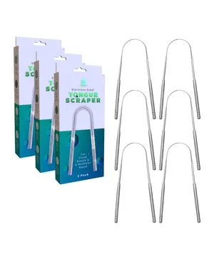 PURSONIC Stainless Steel Tongue Scraper – For Fresh Breath & A Healthier Mouth - Silver
