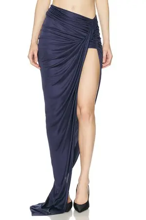 Atlein Draped Asymmetric Skirt - Abysse