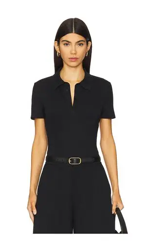 Commando Neoprene Polo Bodysuit - Black