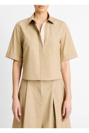 Vince Button-Front Cotton Shirt - Multicolor