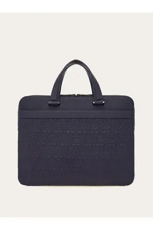 FERRAGAMO FERRAGAMO Embossed Gancini Briefcase Blue