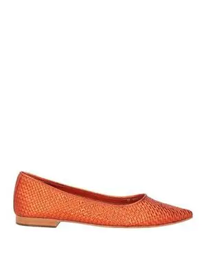 STRATEGIA Leather Ballet Flats - Orange