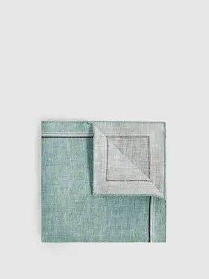 REISS Fiorello Linen Pocket Square Soft Sage