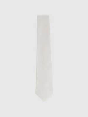 REISS Reiss Elio Linen Textured Tie Ecru