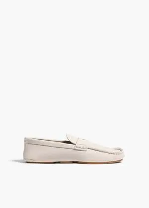 Khaite Billy Loafer In Pebbled Leather Light Grey