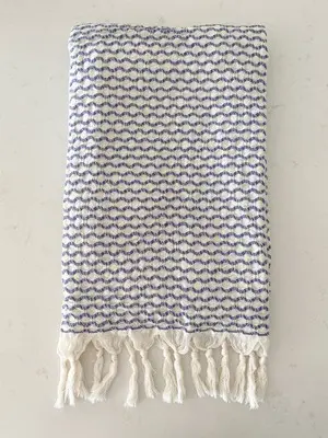 Anaya Beach Wave Turkish Cotton Beach Towel - Country Club Blue