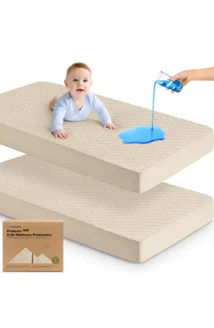 KEABABIES 2-pack Mavy Protect+ Waterproof Crib Mattress Protector - Oat