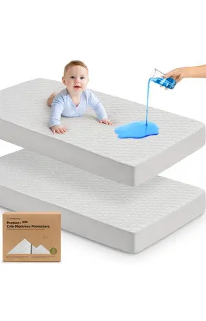 KEABABIES 2-pack Mavy Protect+ Waterproof Crib Mattress Protector - Pearl Gray