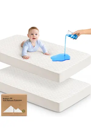 KEABABIES 2-pack Mavy Protect+ Waterproof Crib Mattress Protector - Soft White