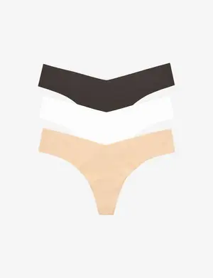 Commando Classic Solid Thong 3-pack - Blush/beige/black