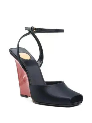 Saint Laurent 115mm La Scandale Wedge Sandals - Blue