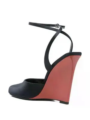 Saint Laurent 115mm La Scandale Wedge Sandals - Blue