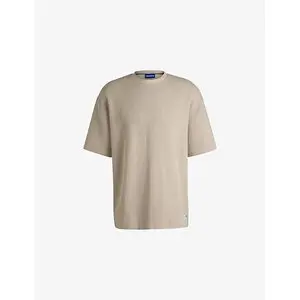 Hugo Brand-patch Crewneck Cotton-jersey T-shirt - Open White