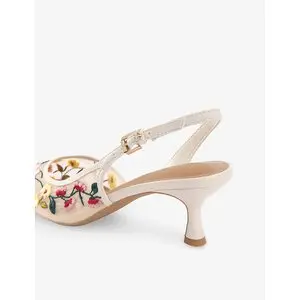 Kurt Geiger Aria Low 2 Embroidered Mesh Woven Heeled Courts - White/comb