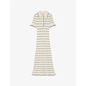 Sandro Striped Knitted Midi Dress - Naturels | Editorialist