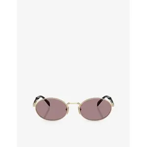 Prada Pr 65zs Oval Sunglasses - Gold