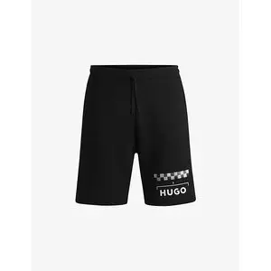 Hugo Branded-print Cotton-jersey Shorts - Black