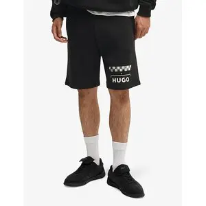 Hugo Branded-print Cotton-jersey Shorts - Black