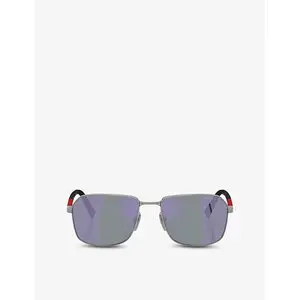 Prada Square-frame Metal Sunglasses - Silver