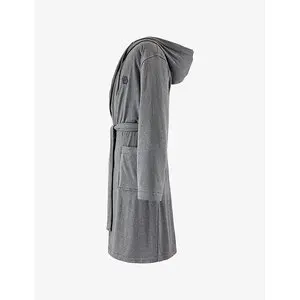 BOSS Brand-embroidered Tie-waist Cotton-blend Robe - Gris