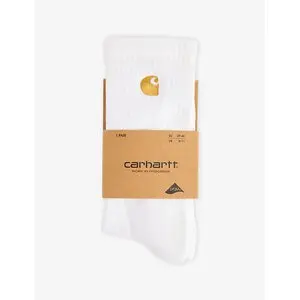 Carhartt Work In Progress Chase Ribbed Cotton-blend Ankle Socks - White / Gold