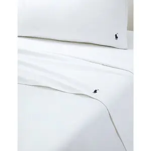Ralph Lauren Polo Player Cotton Flat Sheet - White