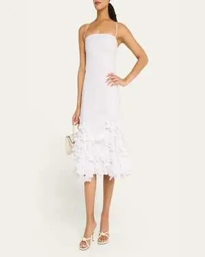 Simkhai Bella Floral Appliqué Midi Dress