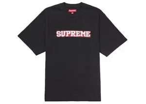 Supreme Satin Appliqué Short Sleeve Top - Black