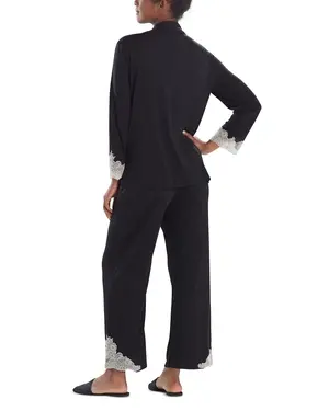 Natori Luxe Shangri La Notch Pajama Set - Black