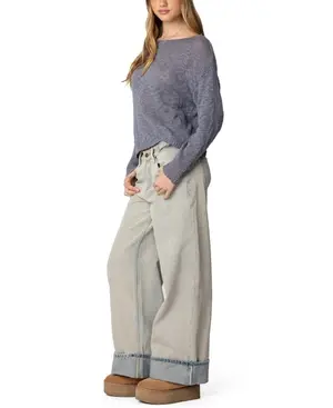 EDIKTED Double Belt Washed Low Rise Jeans