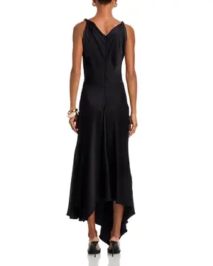 Victoria Beckham Asymmetrical Draped Midi Dress - Black