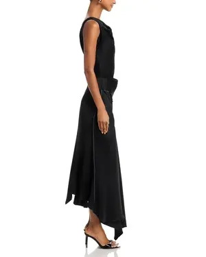 Victoria Beckham Asymmetrical Draped Midi Dress - Black