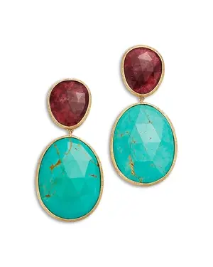 Marco Bicego 18k Yellow Gold Lunaria Drop Earrings - Thulite/turquoise