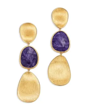 Marco Bicego Marco Bicego 18k Yellow Gold Lunaria Color Charoite Drop Earrings Gold