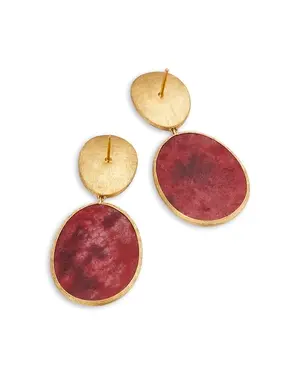 Marco Bicego 18k Yellow Lunaria Thulite & Charoite Drop Earrings - Charoite/thulite