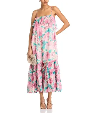 Aqua High Slit Maxi Dress In Pink Multi - 75% Off | Editorialist