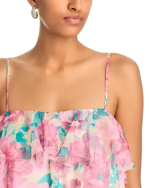 Aqua Floral Print Maxi Dress