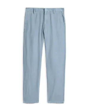 John Varvatos Flint Linen Blend Flared Leg Pants - Old Blue