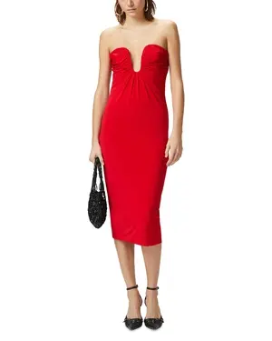 Pinko Jersey Pencil Midi Dress - Lively Red