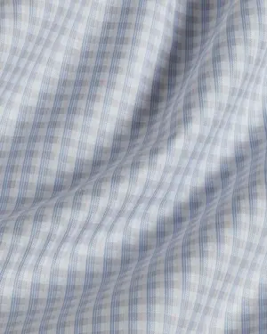 David Donahue Trim Fit Dobby Twill Check Dress Shirt - Sky/ Gray