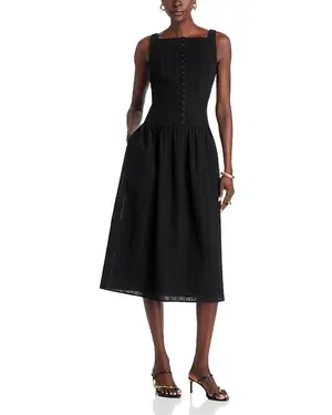 Wayf Eve Eyelet Midi Dress In Black - 72% Off | Editorialist